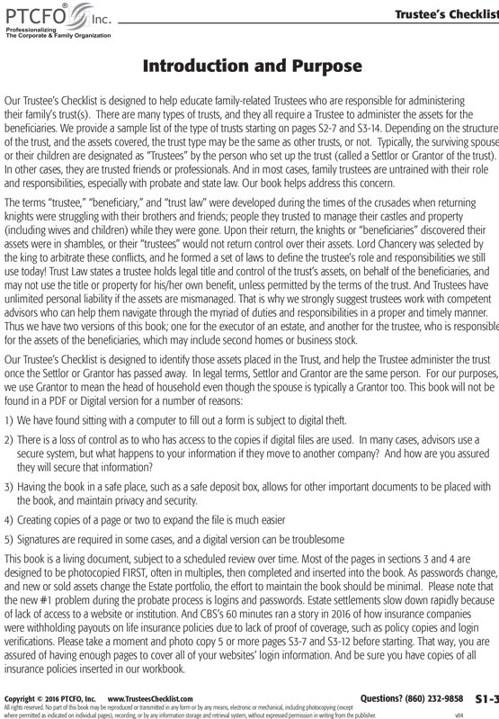 The Trustee's Checklist: Help your family hit the ground running if the unthinkable happens!