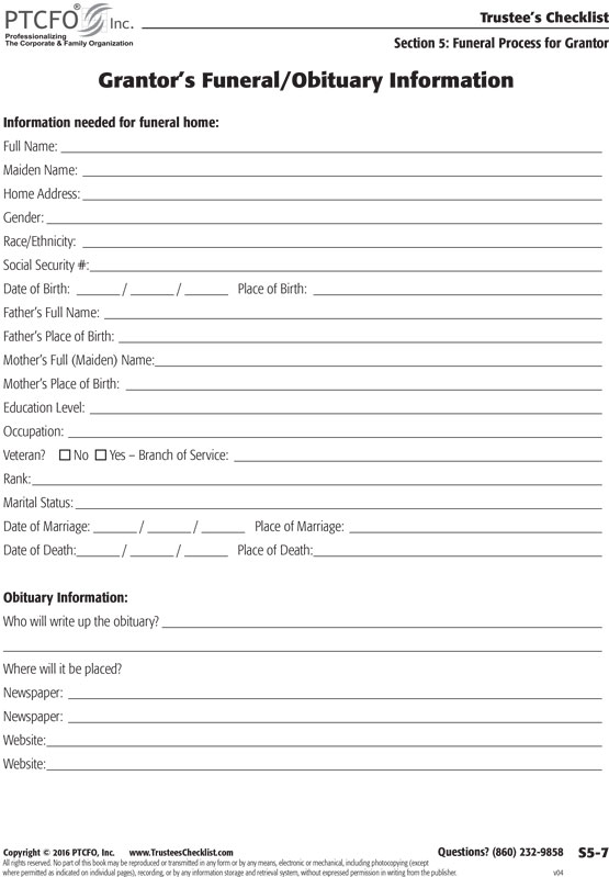 The Trustee's Checklist: Help your family hit the ground running if the ...